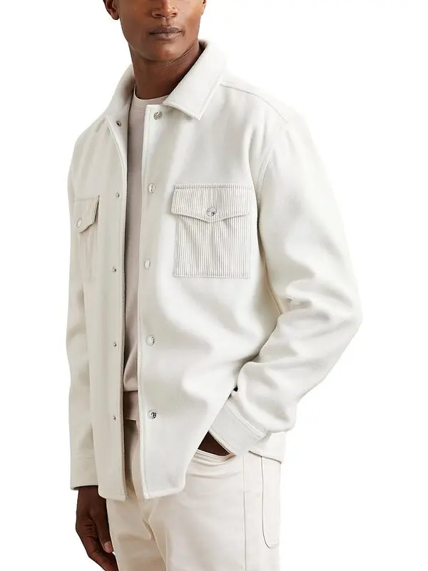 REISS Scott Twin Pocket Overshirt - Off White