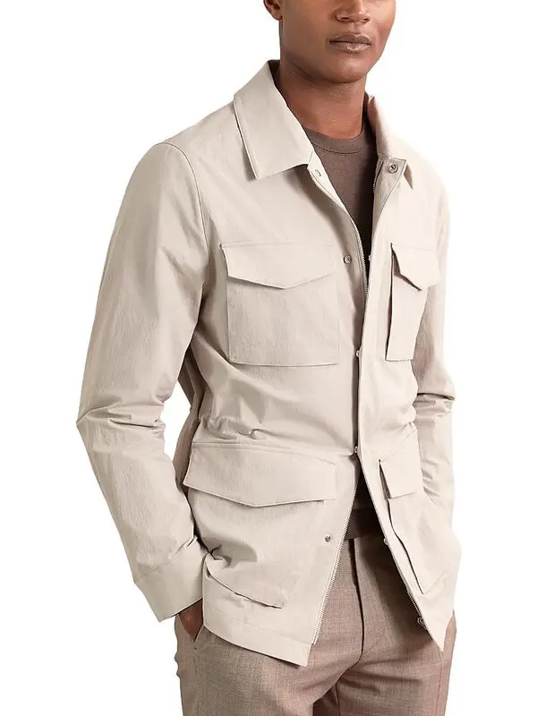 REISS Bryson Safari Jacket With Vest Insert - Stone