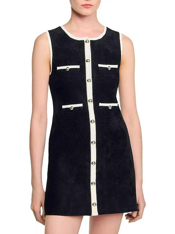 Sandro Velvet Mini Dress - Black