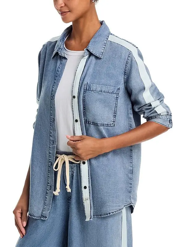 Vintage Havana Contrast Taping Chambray Shirt - Washed Denim