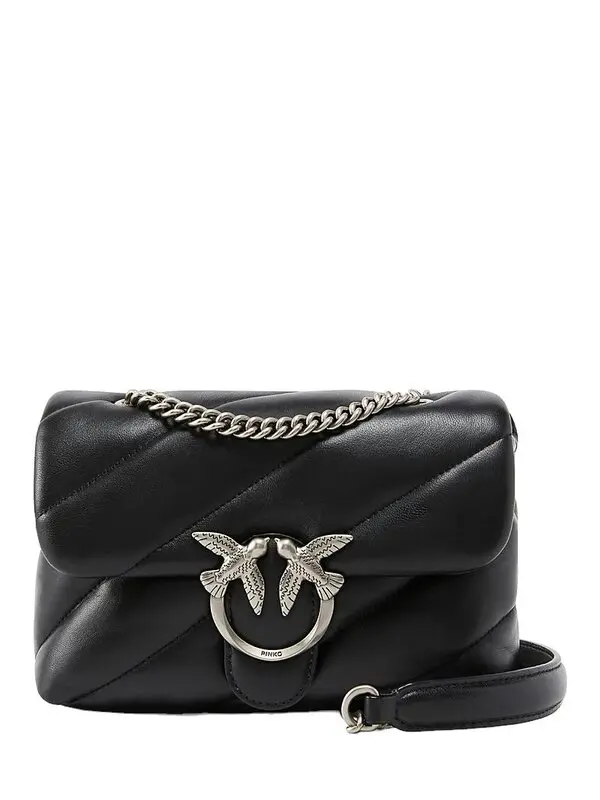 Pinko Love Puff Mini Leather Shoulder Bag - Black-old Silver