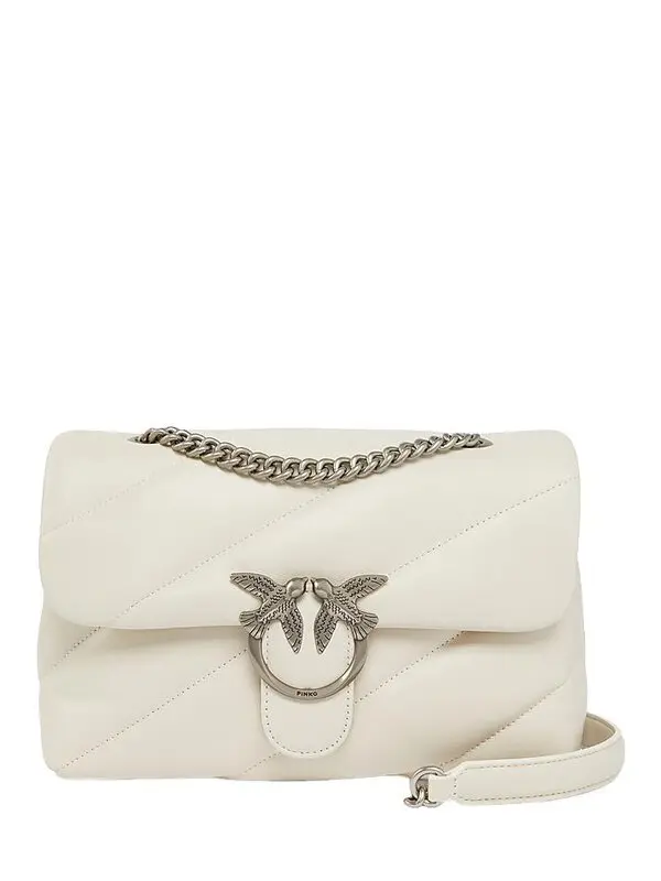 Pinko Love Puff Classic Leather Shoulder Bag - White