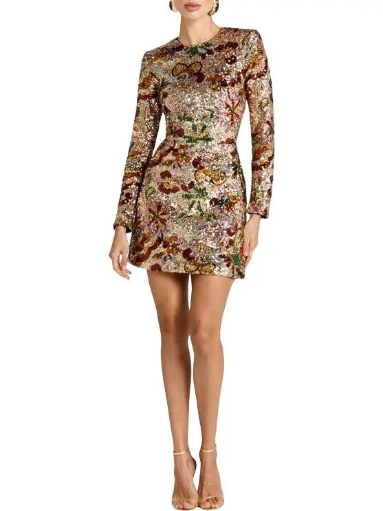 NADINE MERABI Camile Embellished Mini Dress - Gold