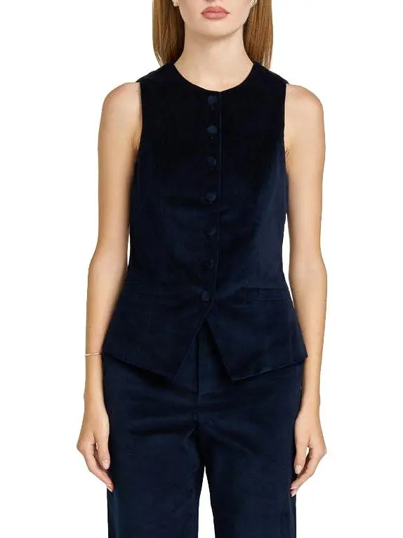 WAYF X Sara Walker Lee Velveteen Vest - Navy