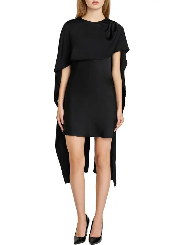 WAYF X Sara Walker Elle Capelet Satin Minidress - Black