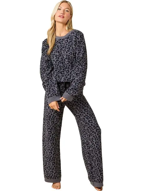 SOFTIES Leopard Print Lounge Set - Wild Grey
