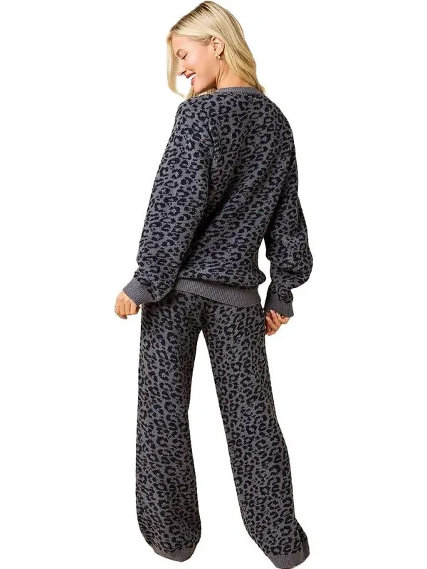 SOFTIES Leopard Print Lounge Set - Wild Grey
