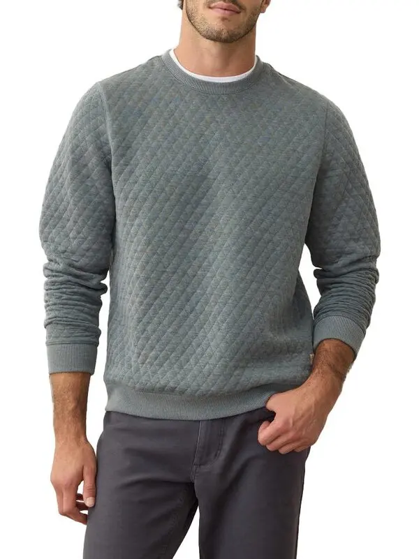 Marine Layer Corbet Diamond Quilted Sweatshirt - Dusty Pine
