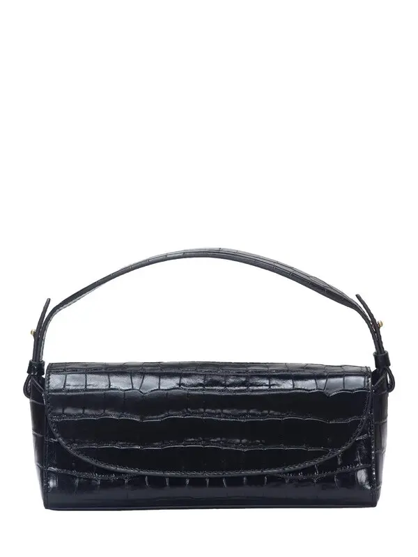 Vince Mini Sabrina Croc-embossed Top Handle Bag - Black