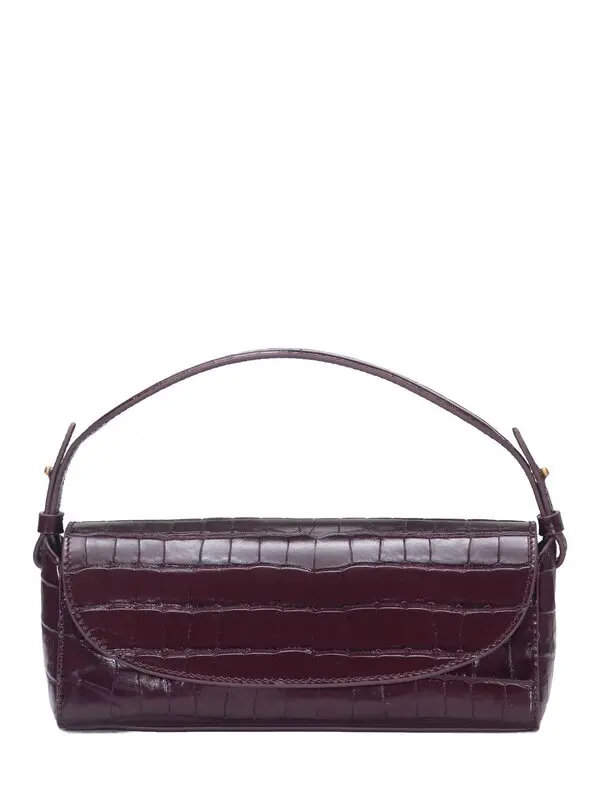 Vince Mini Sabrina Croc-embossed Top Handle Bag - Bordeaux