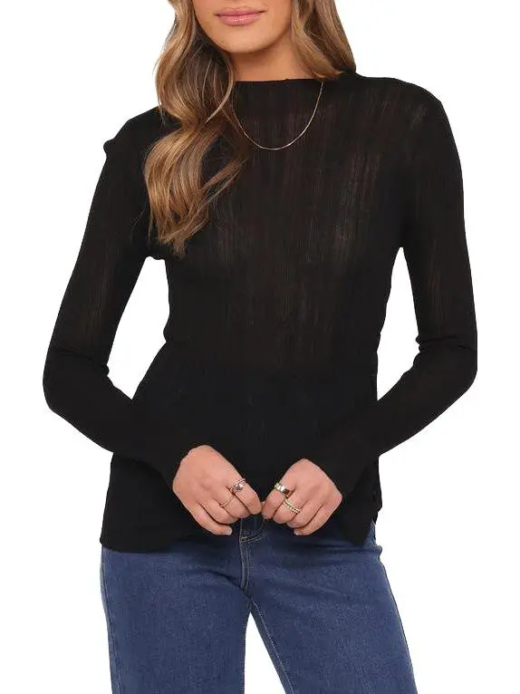 PETAL & PUP Delphine Fine Rib Knit Top - Black