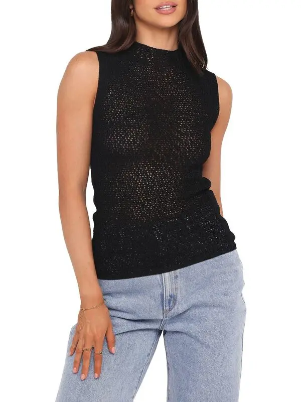 PETAL & PUP Sheer Knit Tank - Black