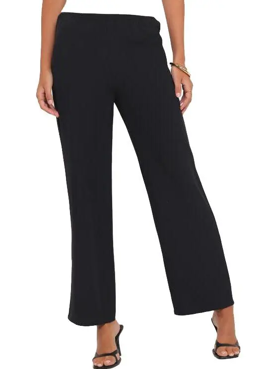 PETAL & PUP Wide Leg Crepe Pants - Black