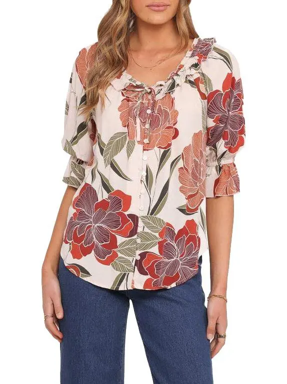 PETAL & PUP Bertha Floral Button-up Top - Fall Floral