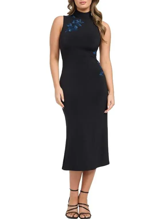 Guess Sleeveless Embroidered Midi Dress - Jblack-black