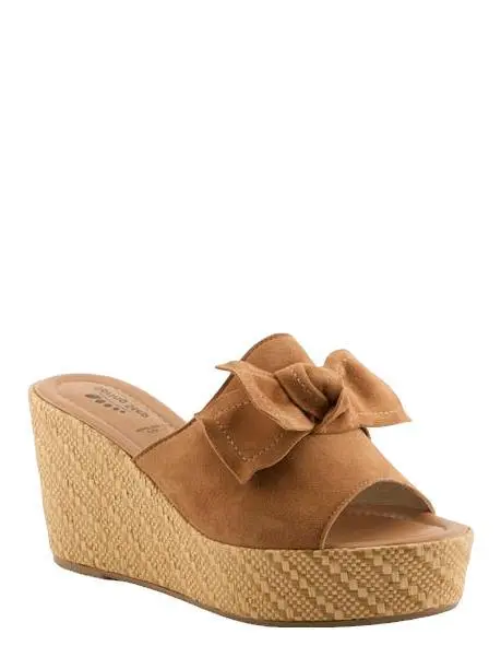 SPRING STEP SHOES Ellyn Platform Wedge Sandal - Tan Suede