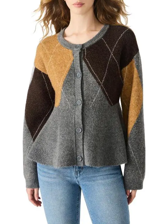 Steve Madden Argyle Cardigan - Grey/brown Multi