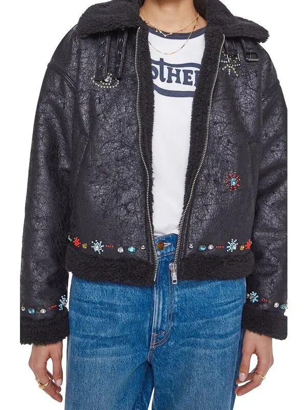 MOTHER Crystal-embellished Faux Shearling Jacket - Mercury In Retrograde