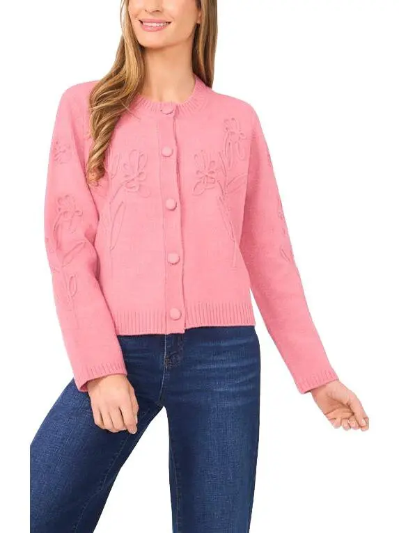 CECE DUPRAZ Floral Soutache Cardigan - Rose