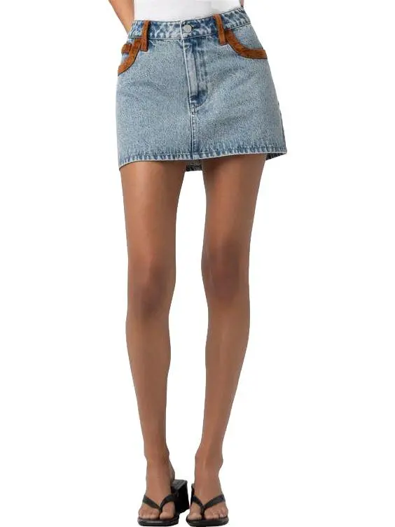 Blanknyc Faux Suede Trim Denim Miniskirt - Rodeo Drive