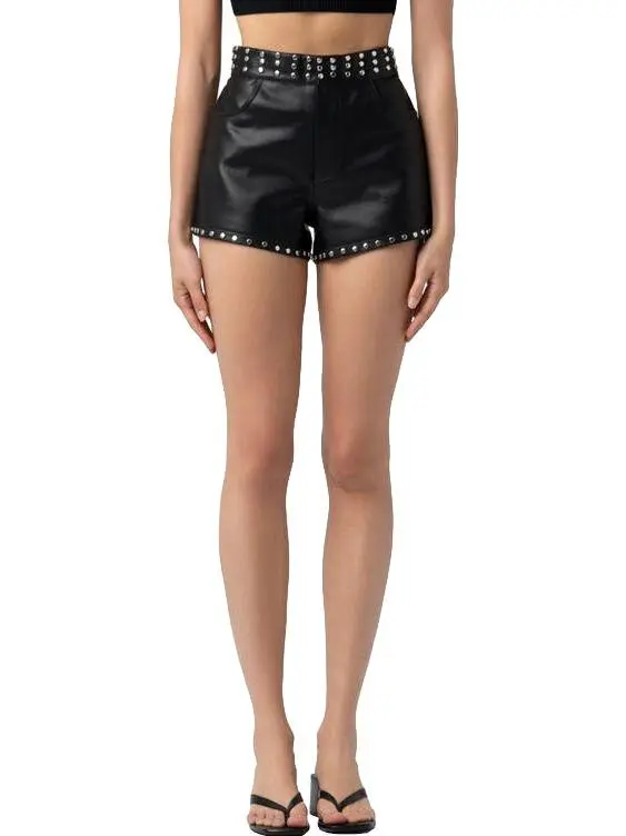 Blanknyc Studded Faux Leather High-waist Shorts - Close To You