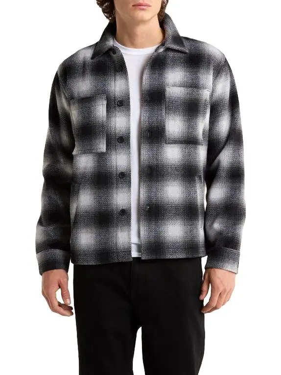 PERCIVAL Check Wool Blend Flannel Overshirt - Grey