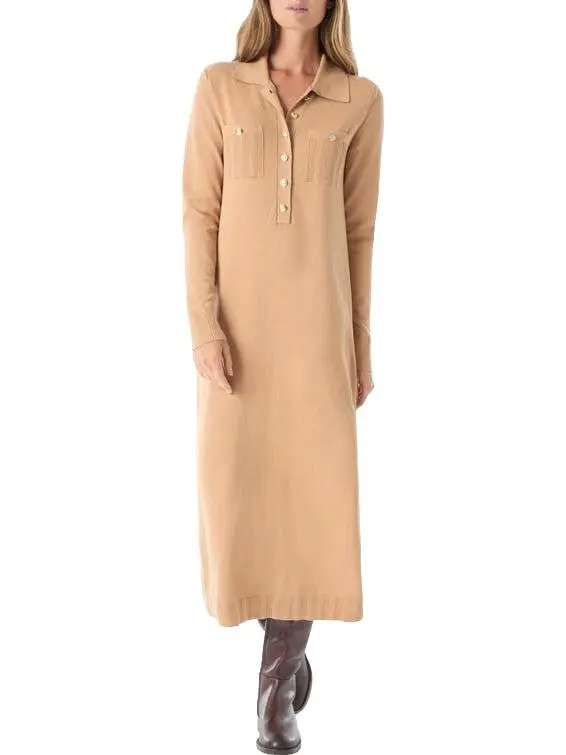 DO BY DEE OCLEPPO Adira Knit Maxi Dress With Collar And Long Sleeves - Butterum