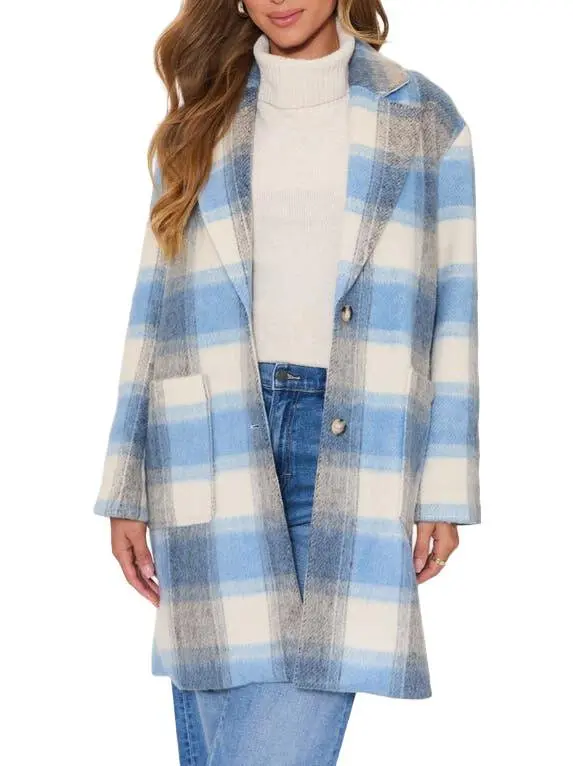 VICI Geneva Brushed Plaid Coat - Blue Multi