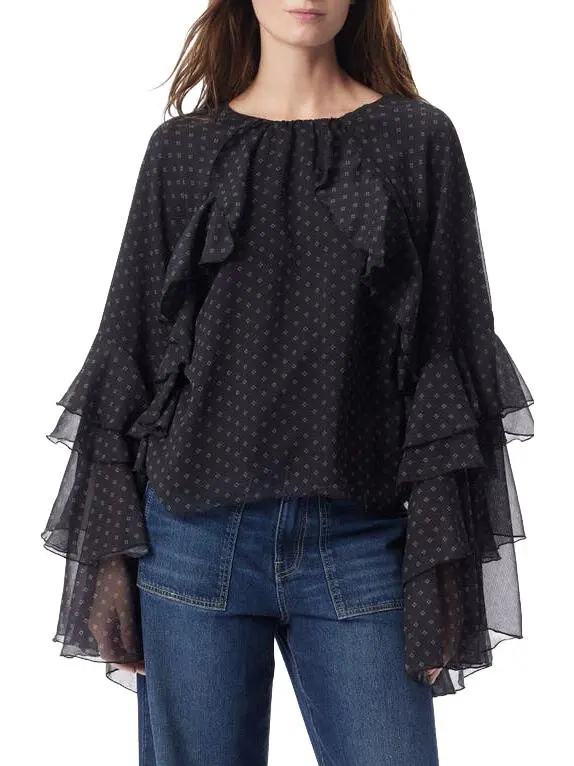 DO BY DEE OCLEPPO Jovanna Ruffle Top - Black-foulard