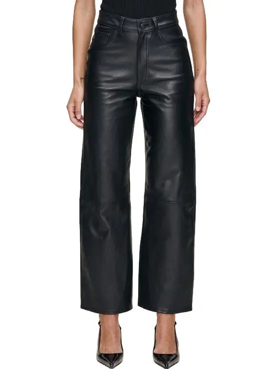 DL1961 Karmine High-waist Wide-leg Leather Pants - Obsidian