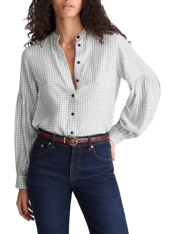 Madewell Flannel Band Collar Button-up Shirt - Winter White