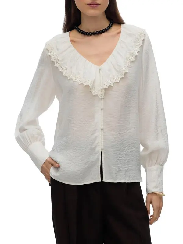 Vero Moda Billy Chelsea Collar Button-up Shirt - Snow White