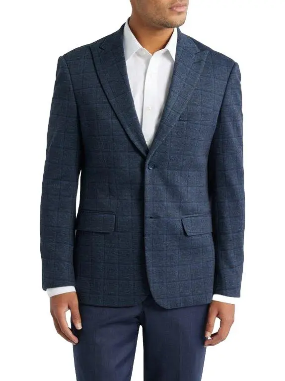 DANIEL HECHTER Shadow Check Slub Sport Coat - Blue