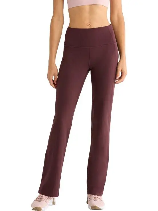 Zella High Waist Straight Leg Pants - Burgundy Fudge