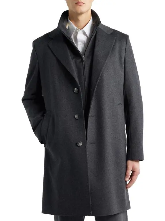 Hugo Boss Jared 3-in-1 Wool Cashmere Coat - Medium Grey