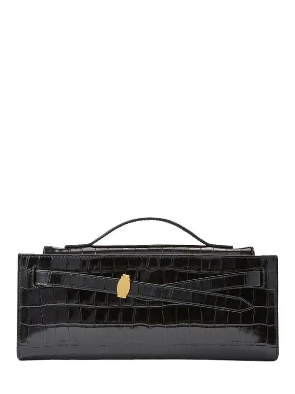 Veronica Beard Dash Croc-embossed Shoulder Bag - Black