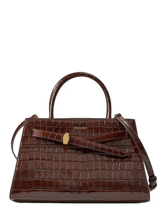 Veronica Beard Croc-embossed Leather Top Handle Bag - Chestnut
