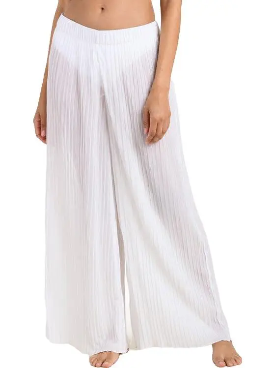 La Blanca Pleated Wide-leg Cover-up Pants - White