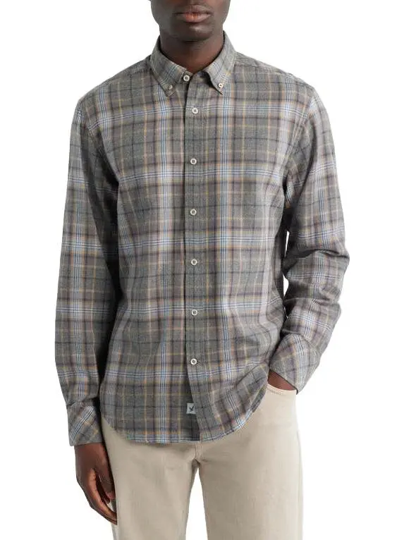 James Campbell Franklin Modern Fit Plaid Cotton Button-up Shirt - Coal