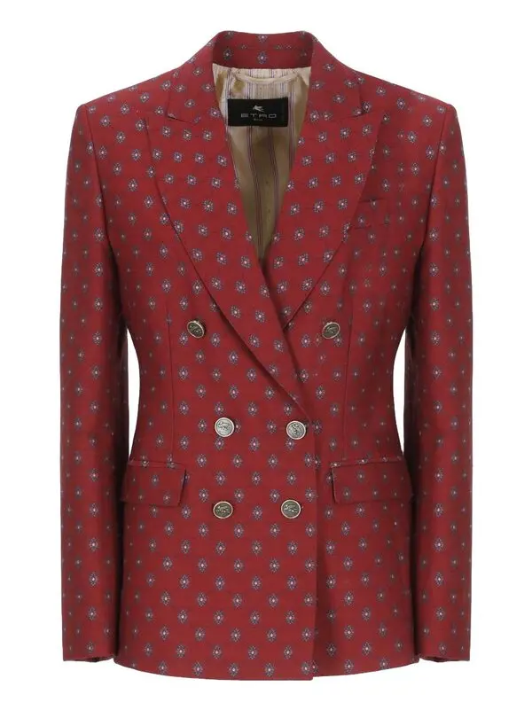 Etro Double-breasted Wool Blazer - Red