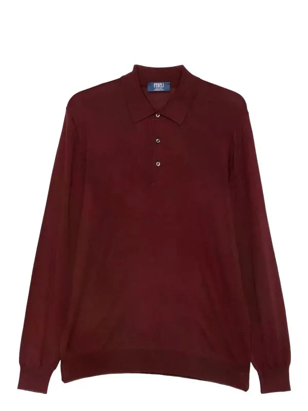 Fedeli Fine-knit Polo Shirt - Red