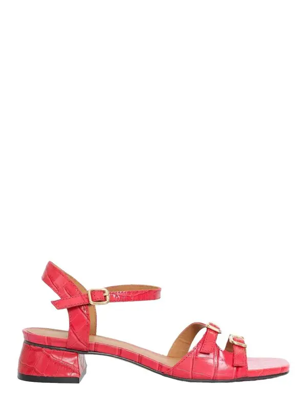 STUDIO CHOFAKIAN 25mm Embossed Buckle Sandals - Red