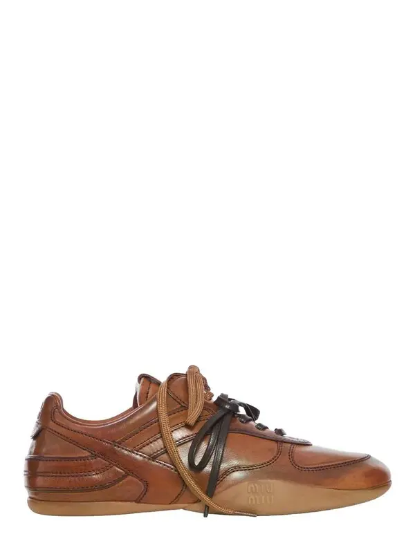 Miu Miu Leather Sneakers - Brown