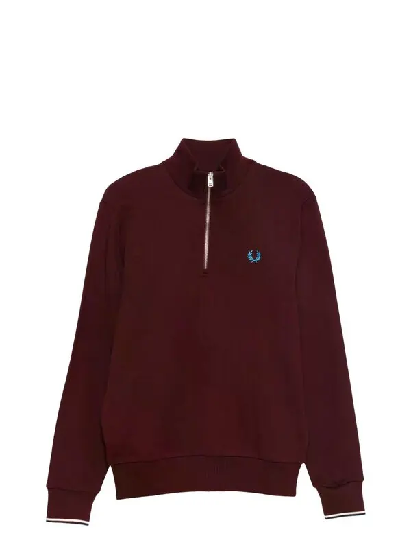 Fred Perry Laurel-embroidered Half-zip Sweatshirt - Red