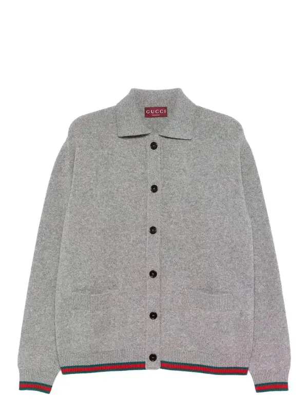 Gucci Striped Trim Cardigan - Grey