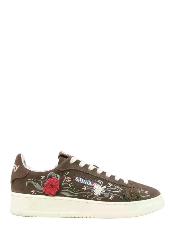 AUTRY Floral-appliqué Sneakers - Brown