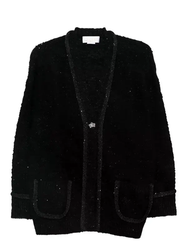 GENNY Sequin-embellished Cardigan - Black