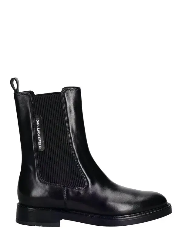 Karl Lagerfeld Ribbed Panel Flat Boots - Black