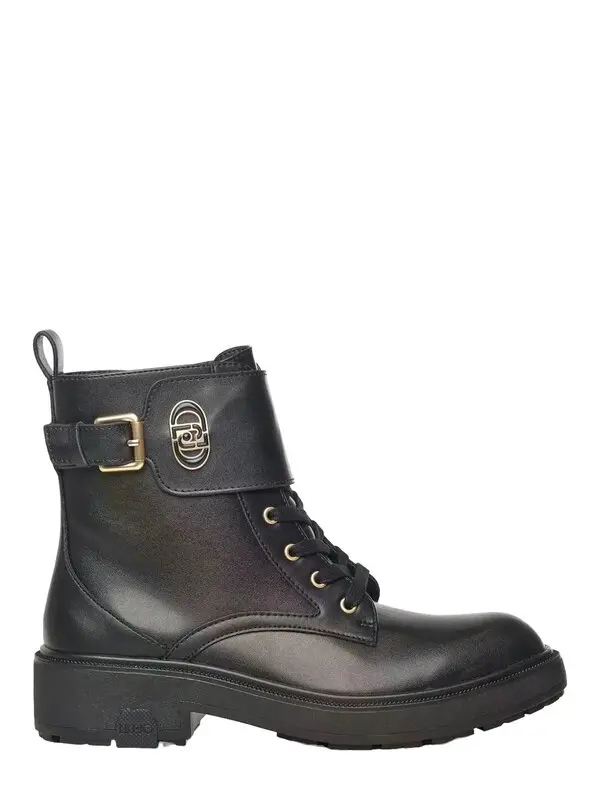Liu Jo Buckle Logo Plaque Boots - Black
