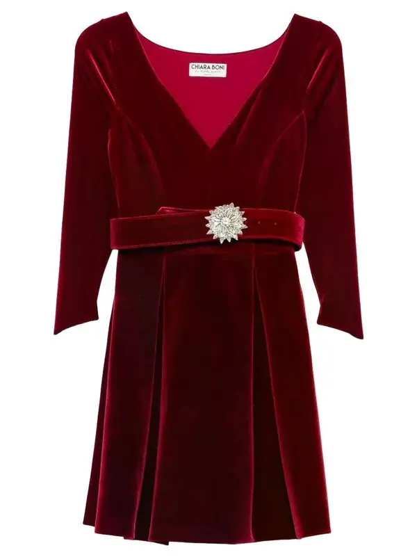 Chiara Boni La Petite Robe Embellished Belted Dress - Red